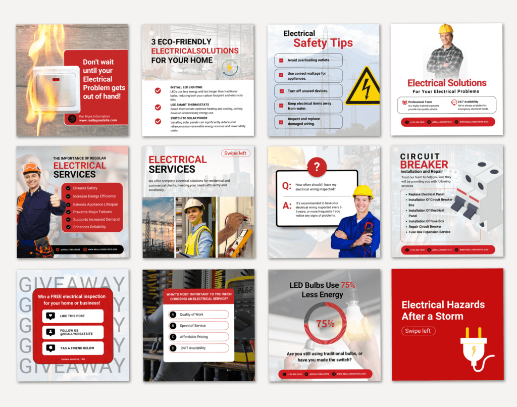 Electrician & Wiring Technician Canva Templates | Social Media Posts ...