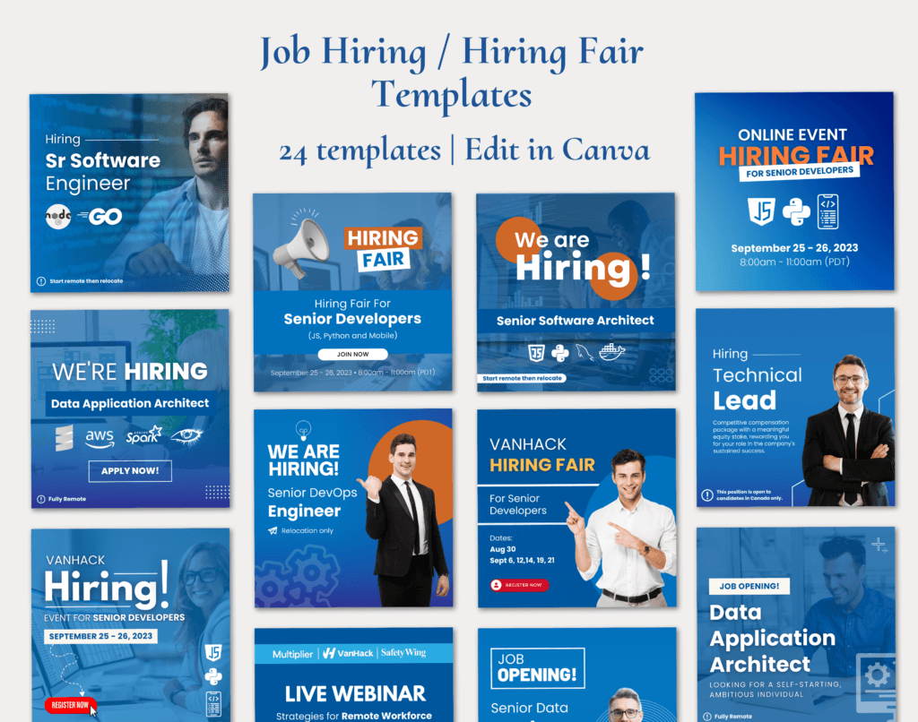 Job Hiring Templates for Recruiters | Canva Designs for Vacancy Posts ...