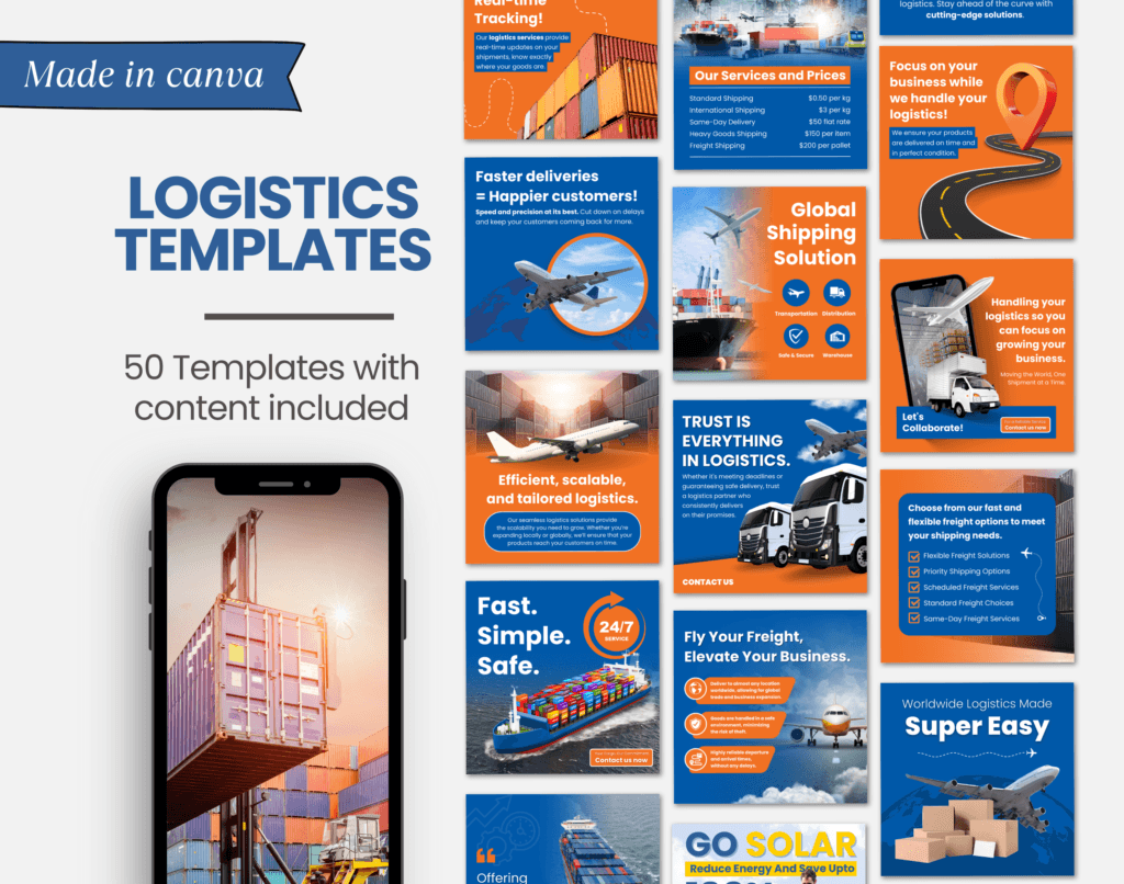 Logistics & Freight Management Canva Templates | Social Media Designs ...
