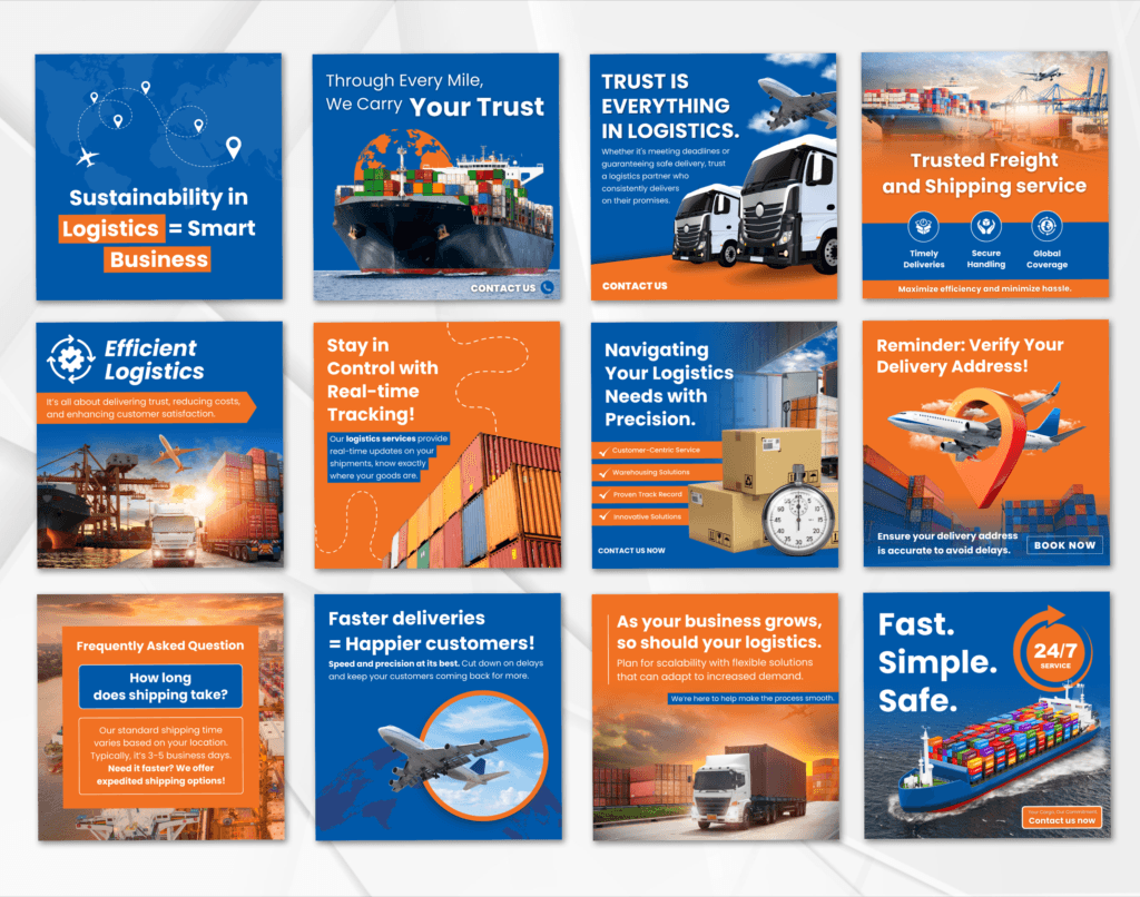 Logistics & Freight Management Canva Templates | Social Media Designs ...