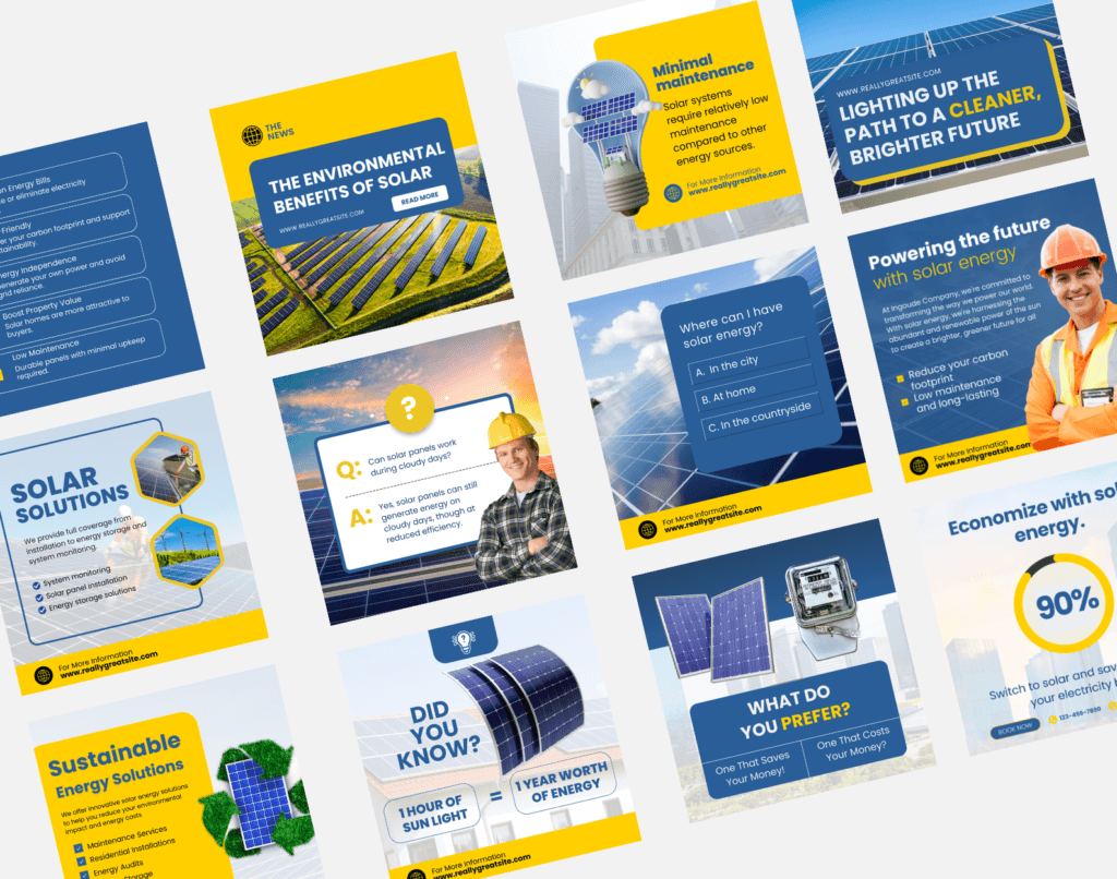 Solar Panel & Renewable Energy Canva Templates | Social Media Posts for ...