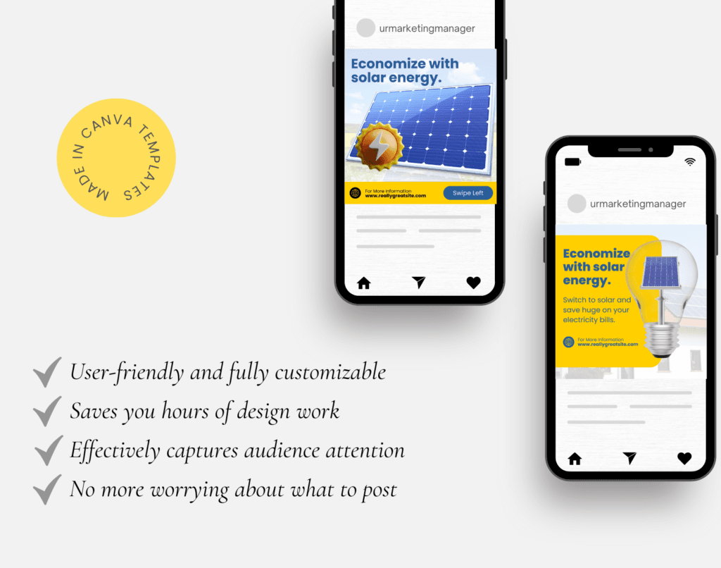 Solar Panel & Renewable Energy Canva Templates | Social Media Posts for ...
